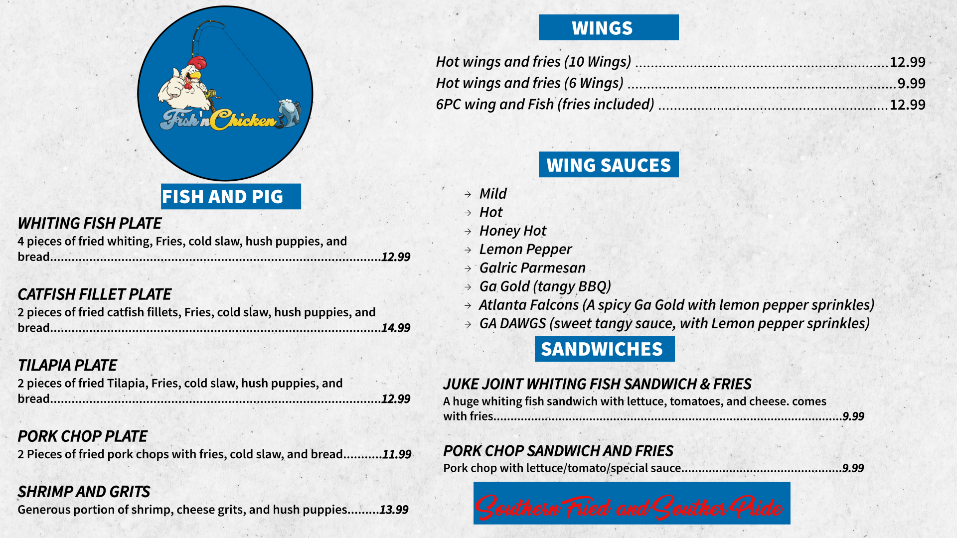 Menu – Fish'n Chicken